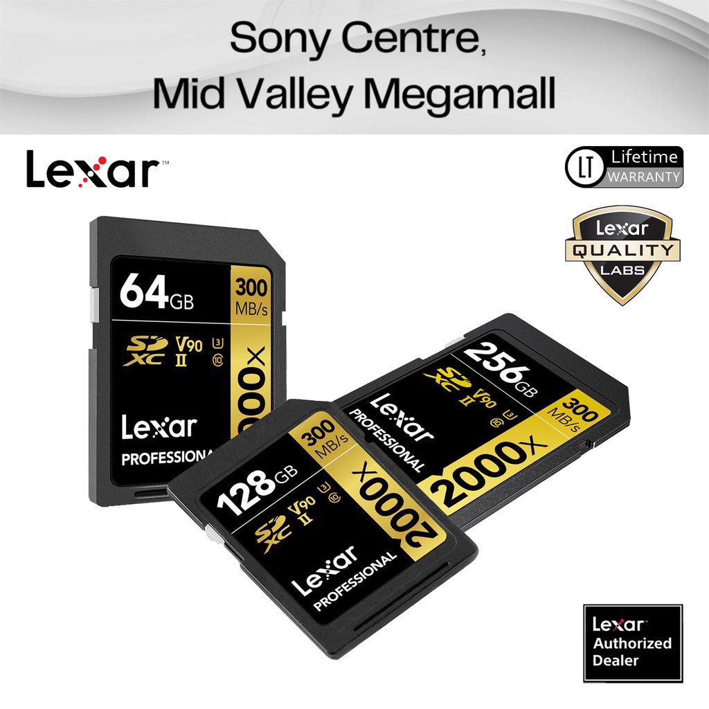 Lexar 64GB / 128GB / 256GB Professional 2000x SD Card UHS-II Card GOLD ...