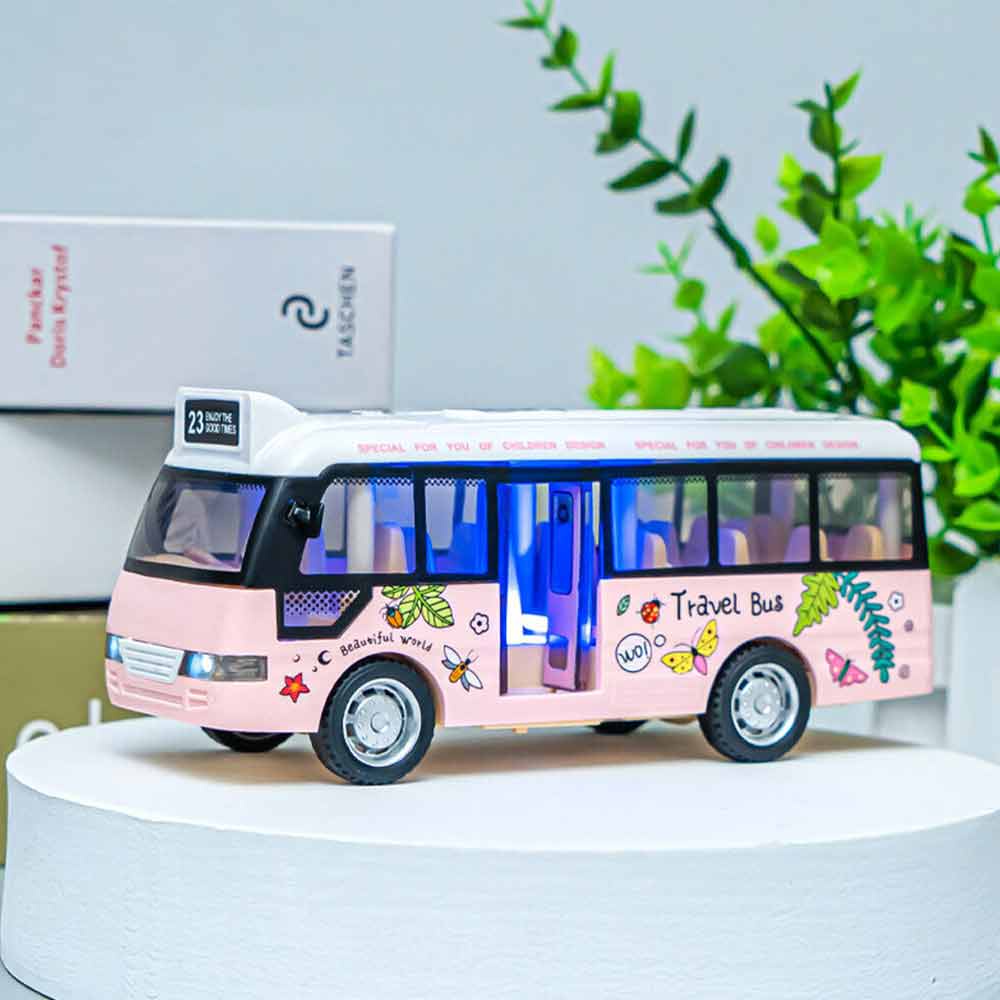 Cartoon Vehicle Bus Model Toy with Light and Sound for Kids Toy ...