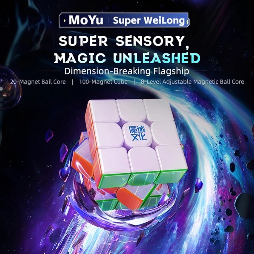 Moyu Super Weilong 3x3 Magnetic Maglev 8 / 20 Ball Core UV Speed Magic ...