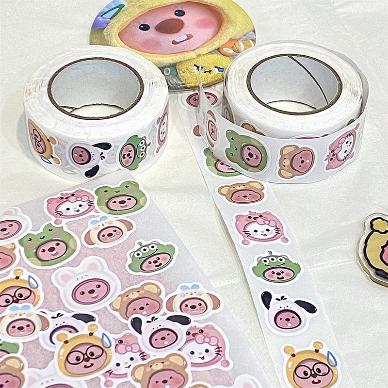 500Pcs Cartoon Pink Loopy Sticker Set Cute Student Planner Decoration ...