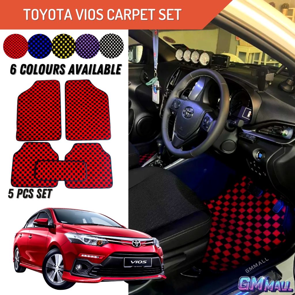 5PC TOYOTA VIOS Thailand Checkmate Dice Carpet Floor Mat Karpet Lapik ...