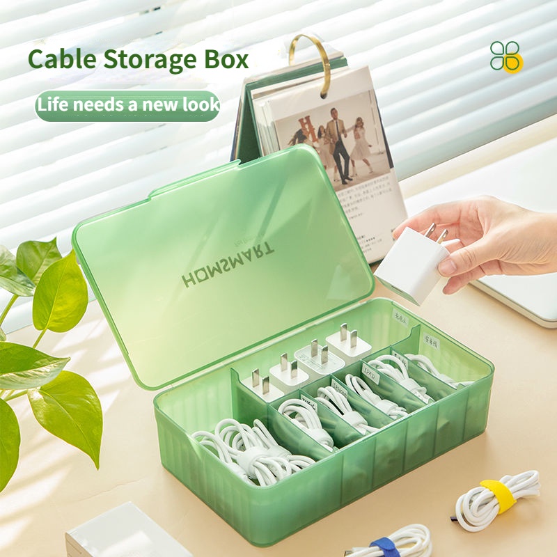 Cable Storage Box Charger Organize Box Desktop Organization Cable ...
