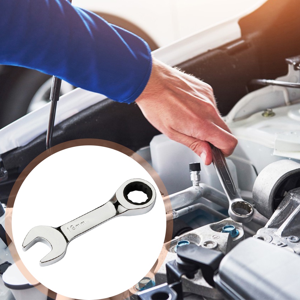 Stubby Ratcheting Wrench 72 Tooth Metric Ratchet Wrench 8mm-19mm for ...