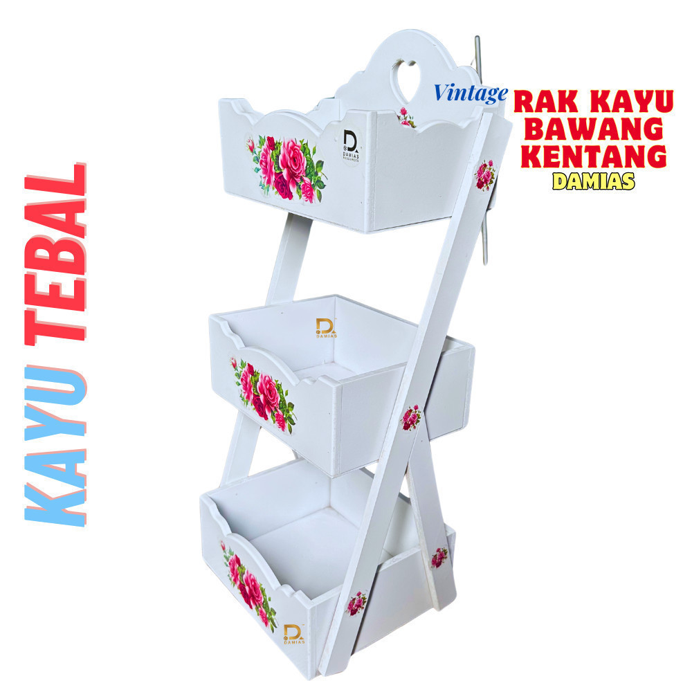 RAK BAWANG KAYU SERBAGUNA VANTAGE 3 TINGKAT BIASA & BERPAGAR | Shopee ...