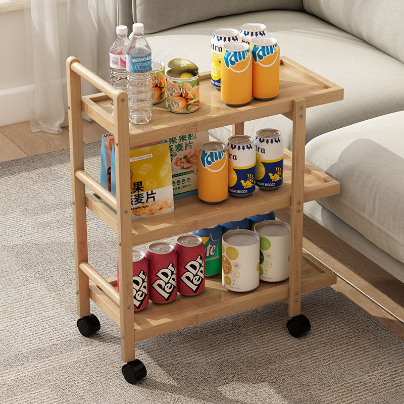 2/3 Layer Bamboo Trolley Side Table Restaurant Troli Rak Meja Tepi Sofa ...