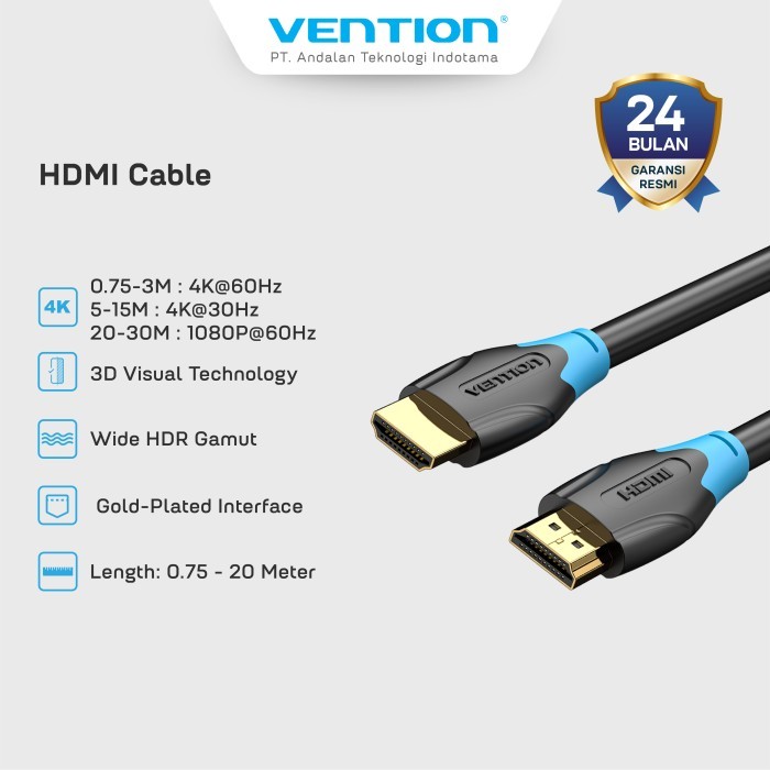Vention HDMI Cable 3D UHD 4K 60Hz 30Hz 1080P PVC Material 20M / 25M ...