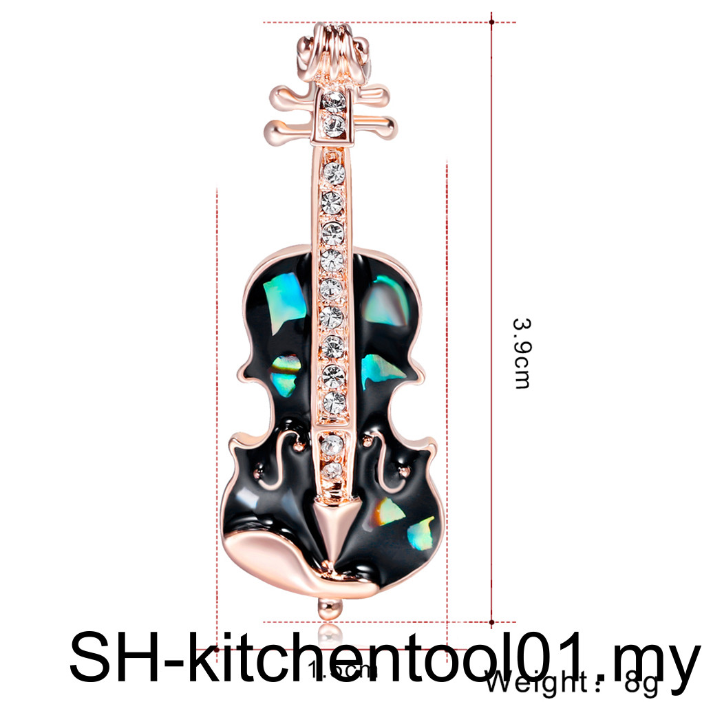Violin Shape Rhinestone Women Brooch Shirt Clothes Alloy Breastpin ...