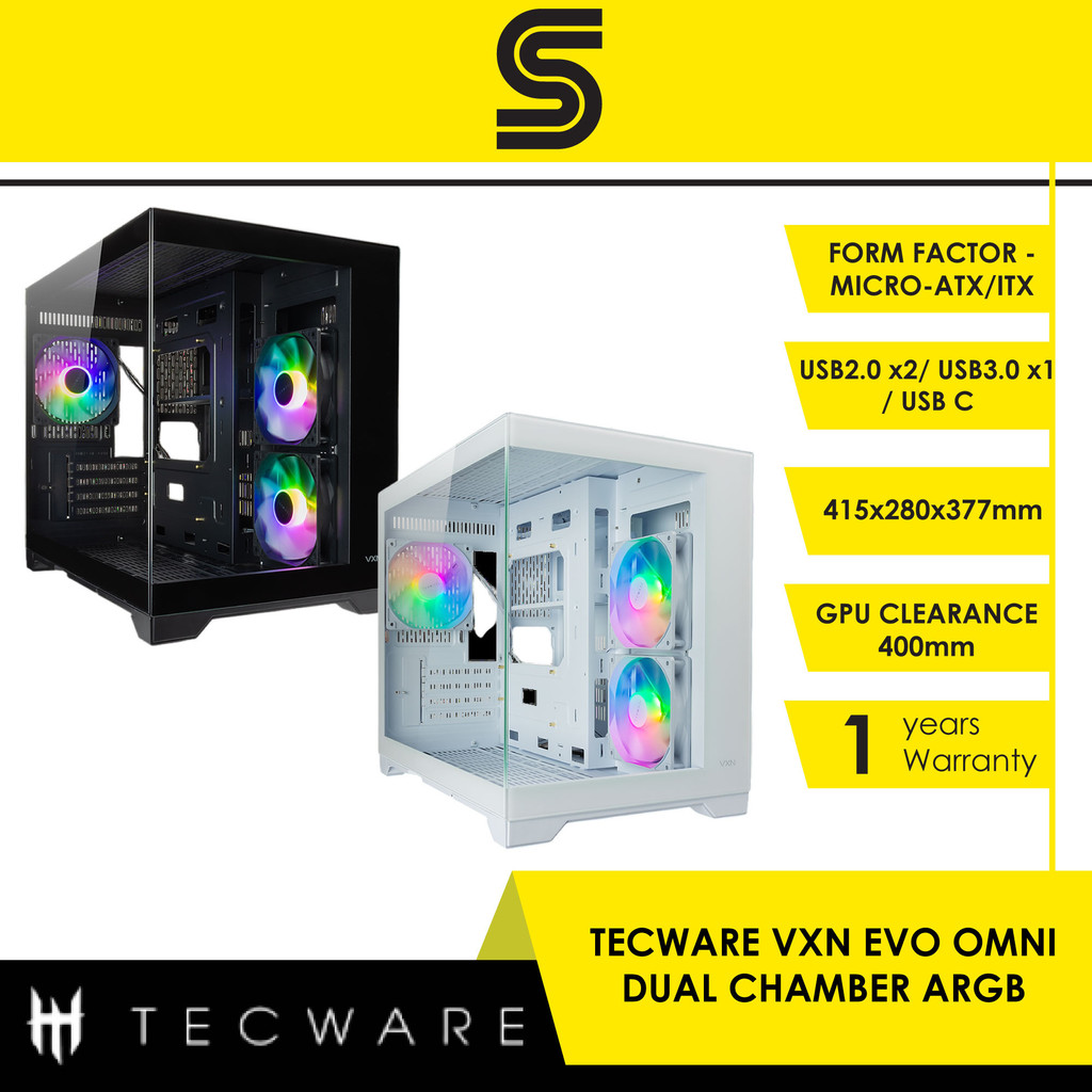 TECWARE VXN EVO Omni Dual Chamber ARGB Mid-Tower ATX PC Case | Shopee ...