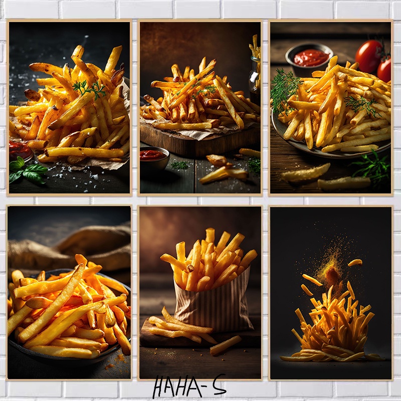 Artistic impression of food photos, French fries posters, canvas ...