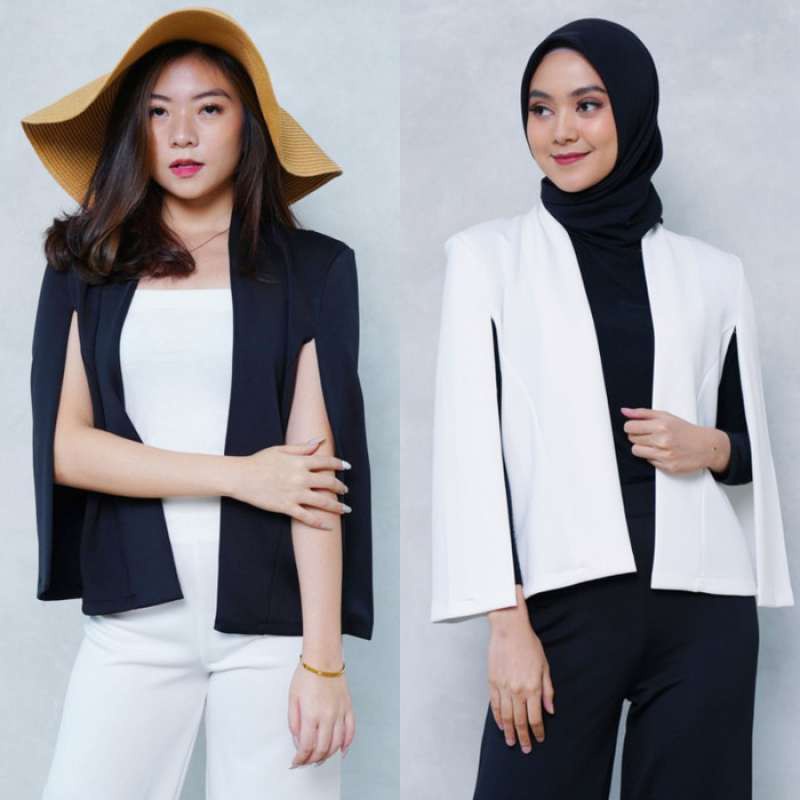 Outfit STYLE RECENT VIRAL Cape Blazer Outer Vest Women's Vest Office Blazer Wing Blazer | Shopee ...