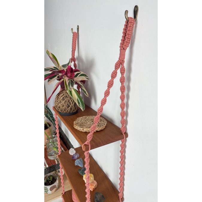 HIASAN DINDING KATUN Premium MACRAME hanging Shelf aesthetic wall ...