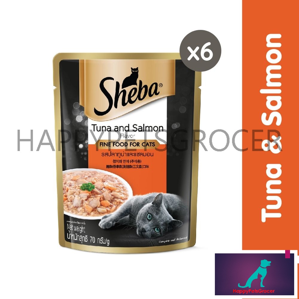SHEBA Cat Wet Food Pouch – Tuna and Salmon Flavor Wet Cat Food (6-Pack), 70g. | Shopee Malaysia