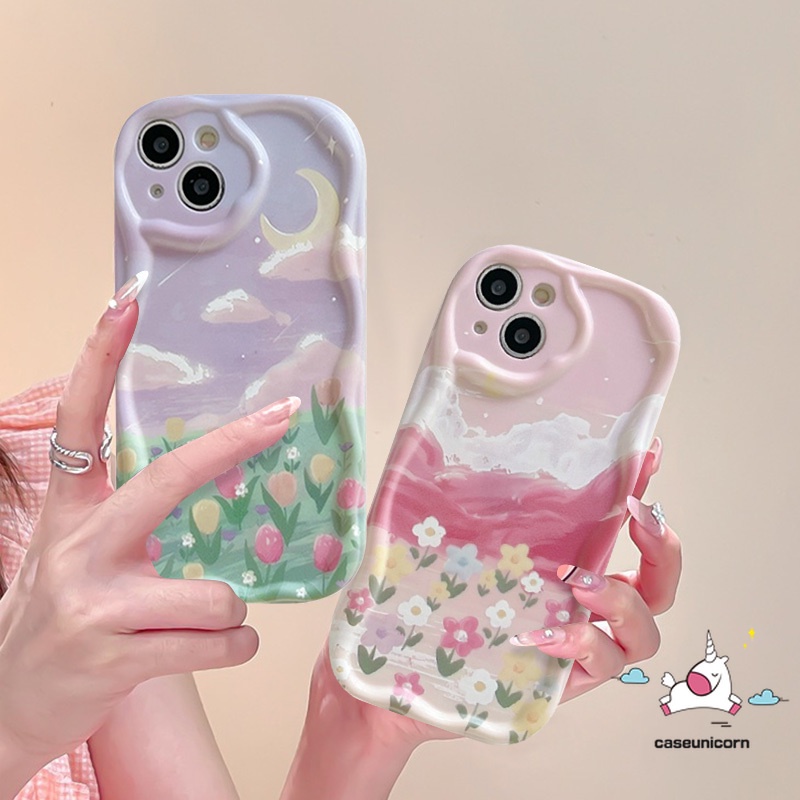 Art Purple Pink Oil Painting Flowers Tulip Case Compatible for IPhone ...