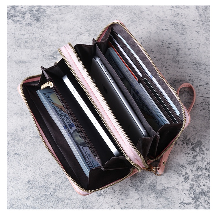 Long Wallet Ladies Wallet Long Double Zipper Large Capacity Clutch ...