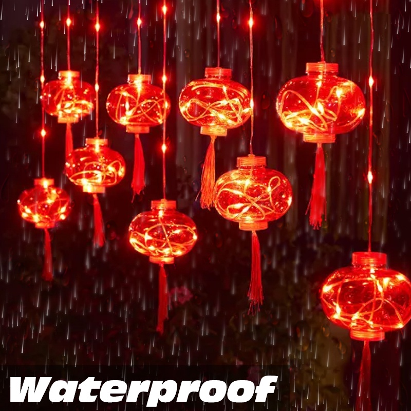 LED Chinese New Year CNY Knot Red Lantern Traditional Flashing String ...