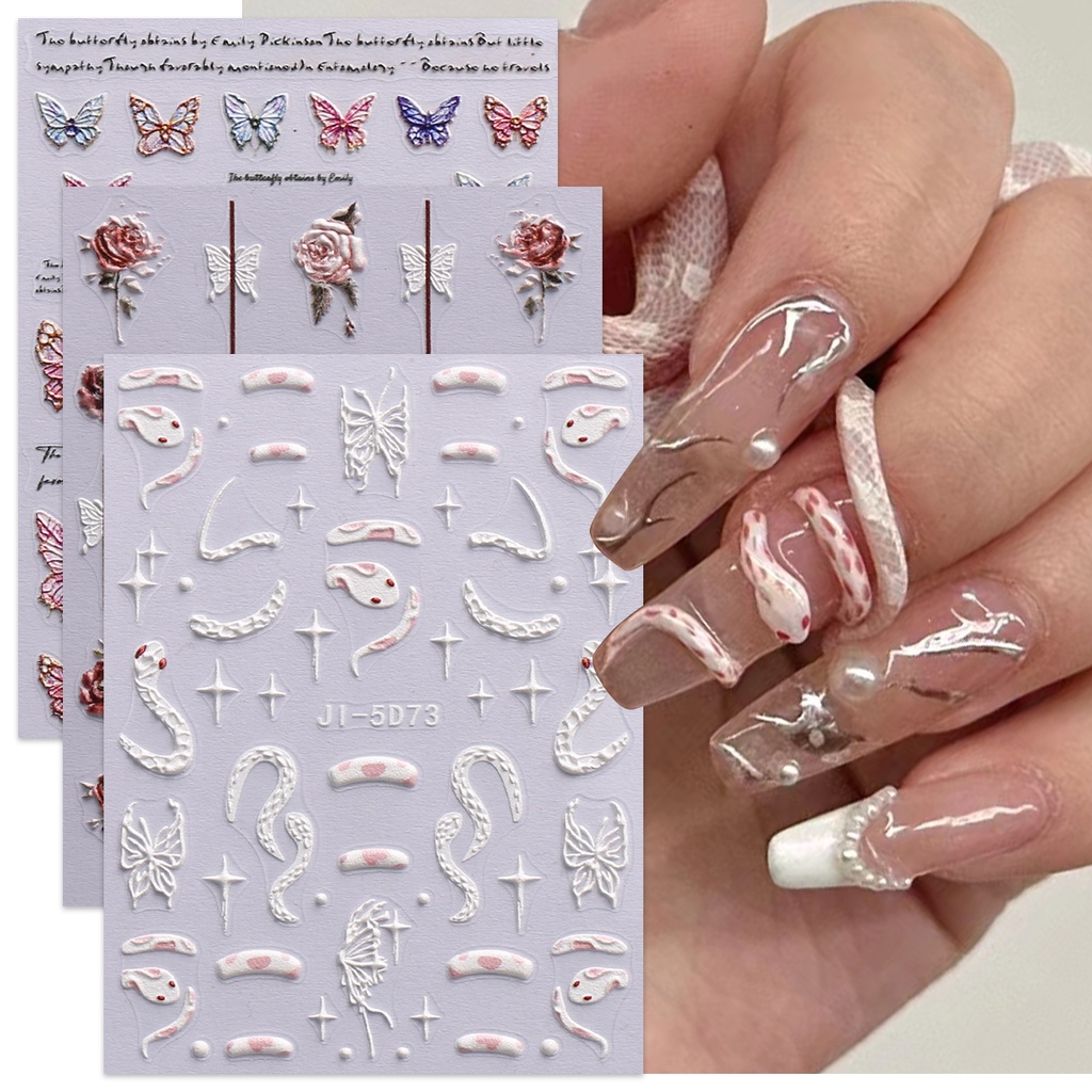 HAMA NAIL 5D Embossed Nail Art Sticker Wholesale Cartoon Snake ...