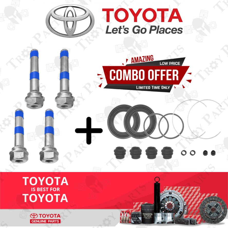 Toyota Front Disc Brake Caliper Guide Pin Bolt / Repair Kit (Full Set ...