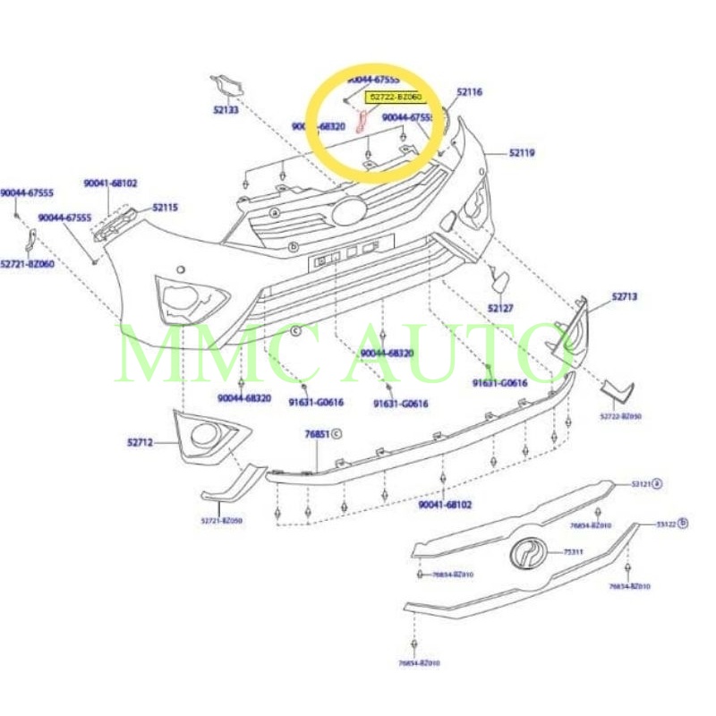 PERODUA AXIA SE 2017-2019 FRONT BUMPER EXTENSION INNER BRACKET 52722 ...