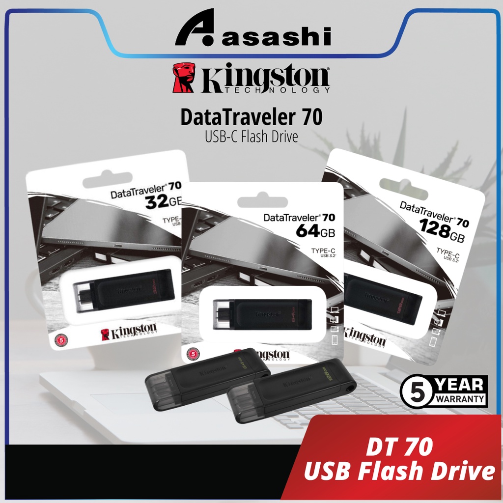 Kingston DT70 / DT 70 / Data traveler 70 32GB / 64GB / 128GB USB3.2 Type-C Flash Drive | Shopee ...