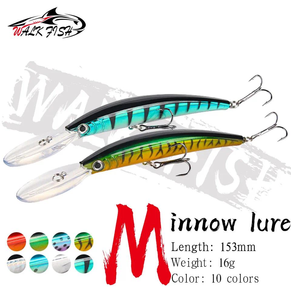 WALK FISH Bionic Minnow Fishing Lure Bass Trolling Artificial Hard Bait ...