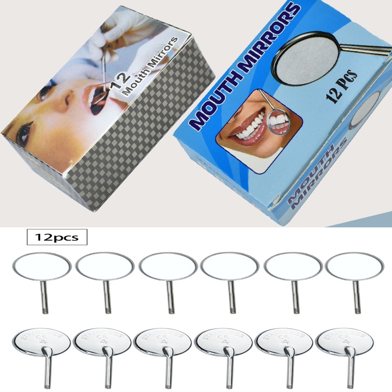 12Pcs/box Speciality Dental Mouth Mirror 4/5 Anti Fog Front Surface ...