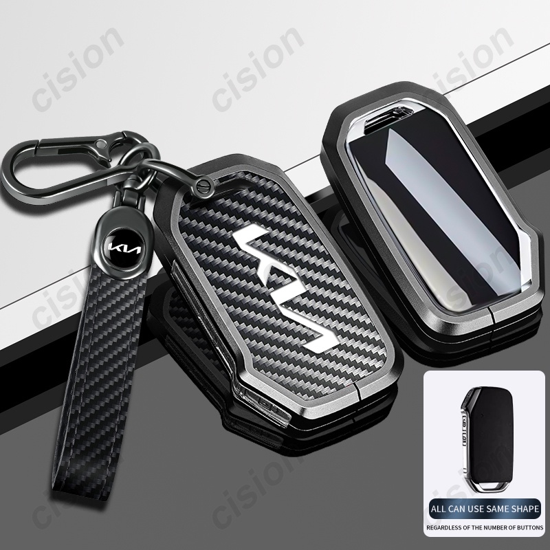 Carbon Fiber Leather Aluminium Alloy Smart Car Key Fob Case Cover Shell ...