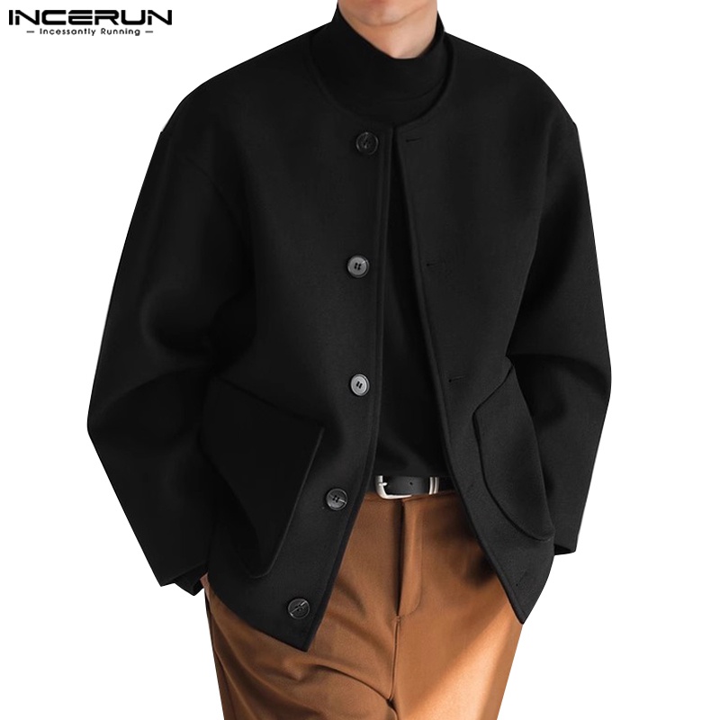 INCERUN men's solid color casual jacket | Shopee Malaysia