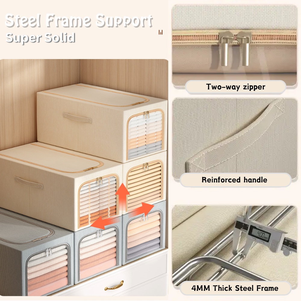 Foldable Storage Box Steel Frame Large Closet Organizer Box Wardrobe ...