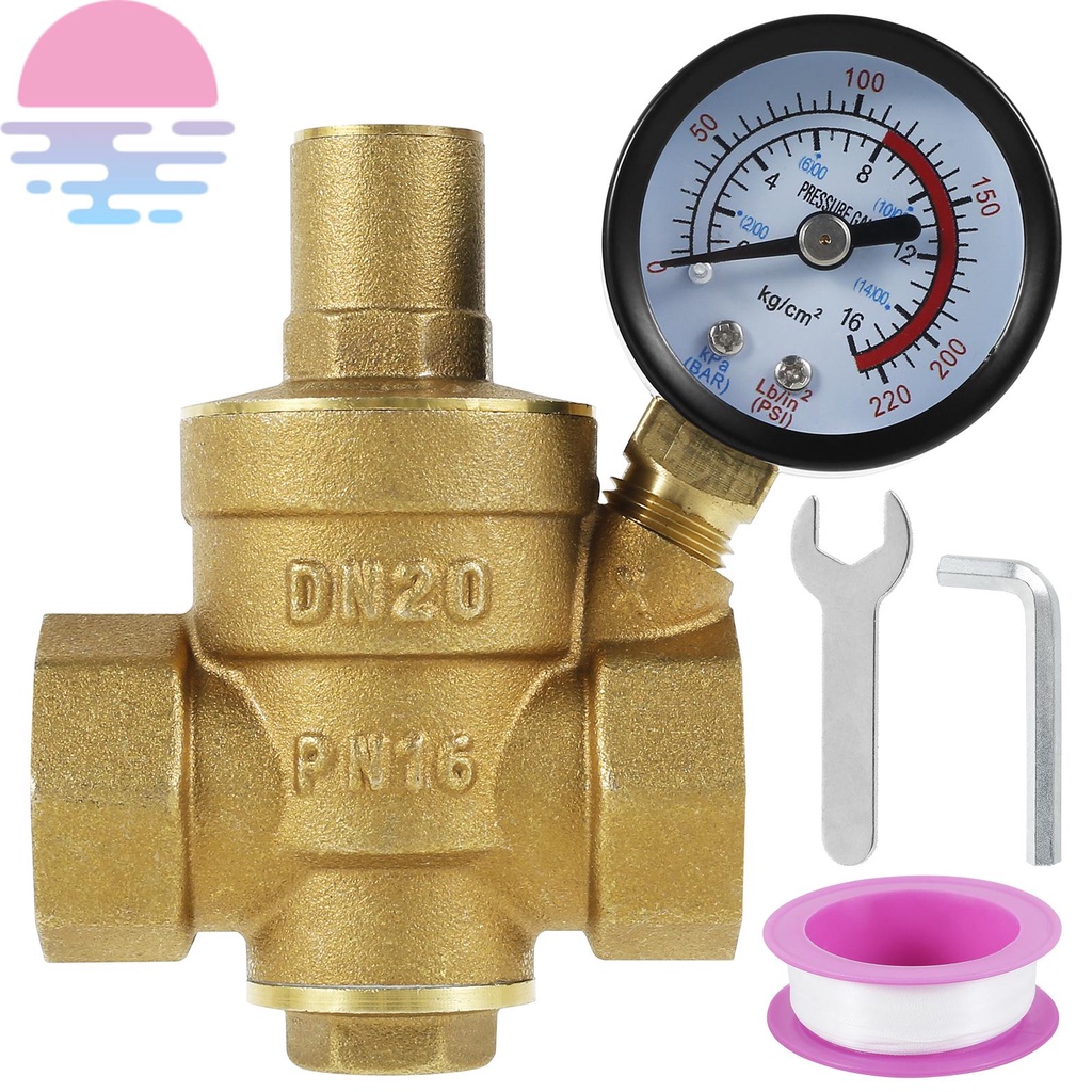 DN15/20 Brass Water Pressure Reducer Adjustable Water Pressure Regulator Valve for Water Oil ...