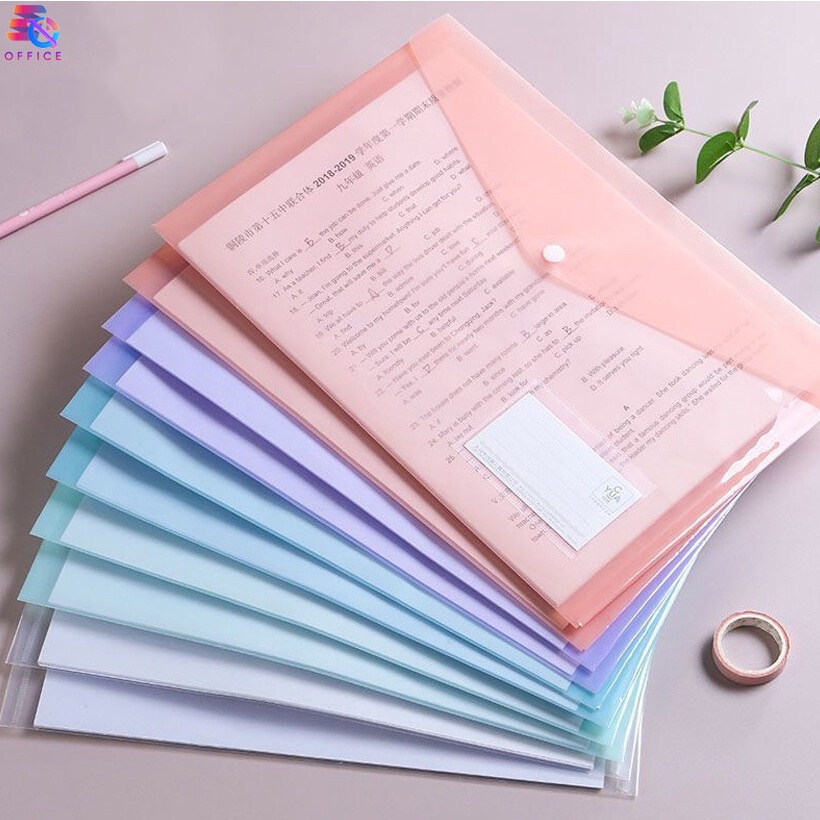 Plastic File Folder A4 Size Assorted Colors With Open-Close Buttons In ...