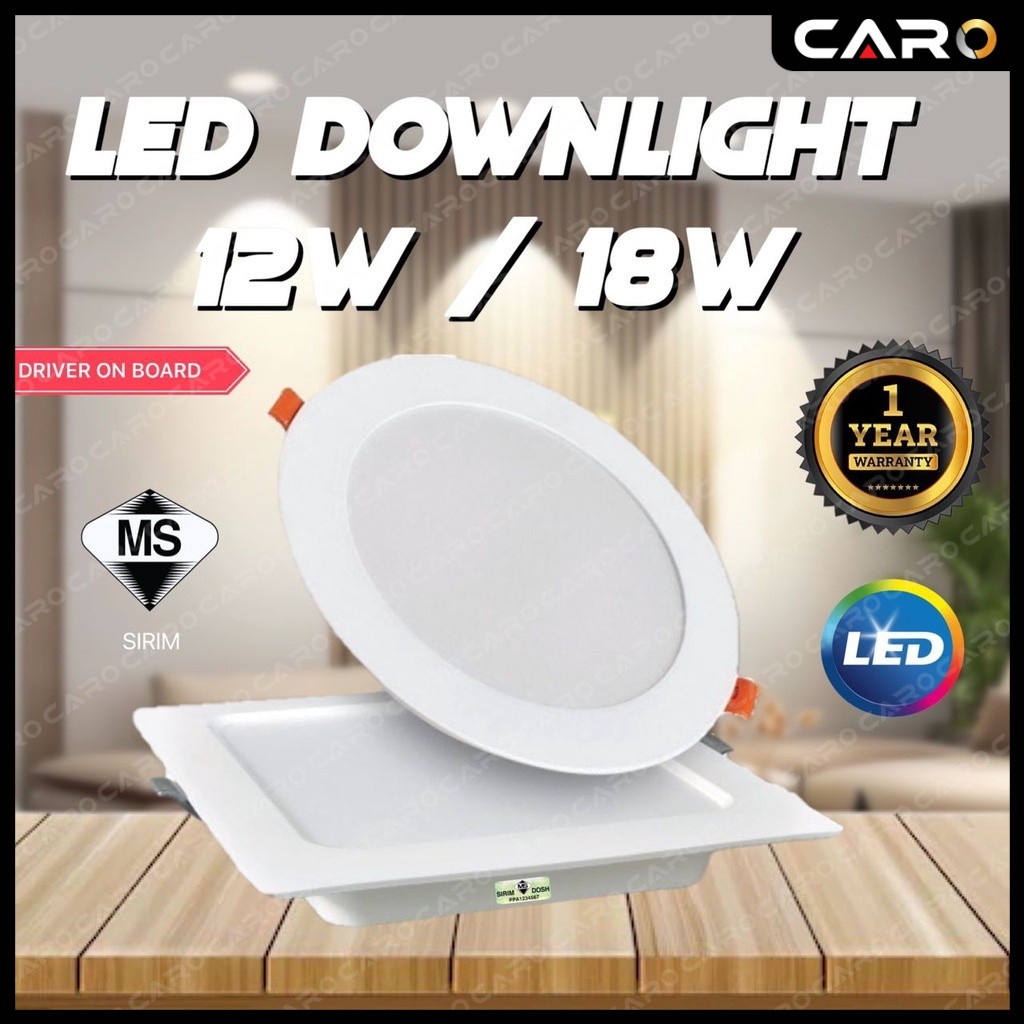 [ SIRIM ]LED DOWNLIGHT 12W/18W/24W 4"/6"/8'' ROUND/SQUARE DRIVER ON ...