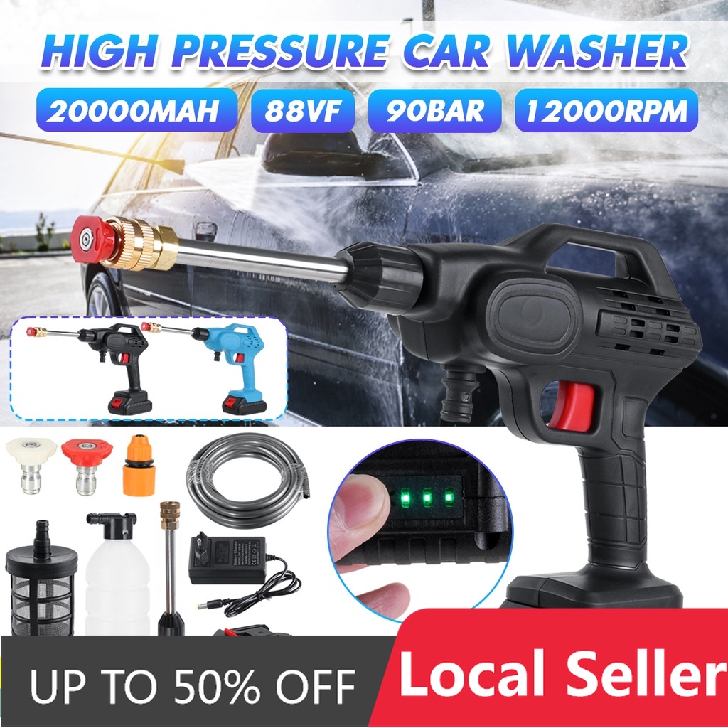 Cordless High Pressure Car Washer 88VF Rechargeable Car Wash Guns ...