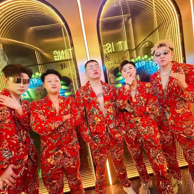 Northeast Big Safflower Influencer Fashion Trend Suit Male Fatty Large ...