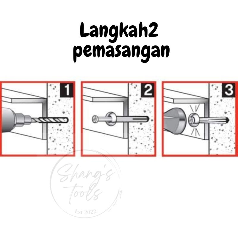 Hammer Drive Anchor Metal Wall Plug 6mm x 40mm / Paku Grill Besi (1 ...