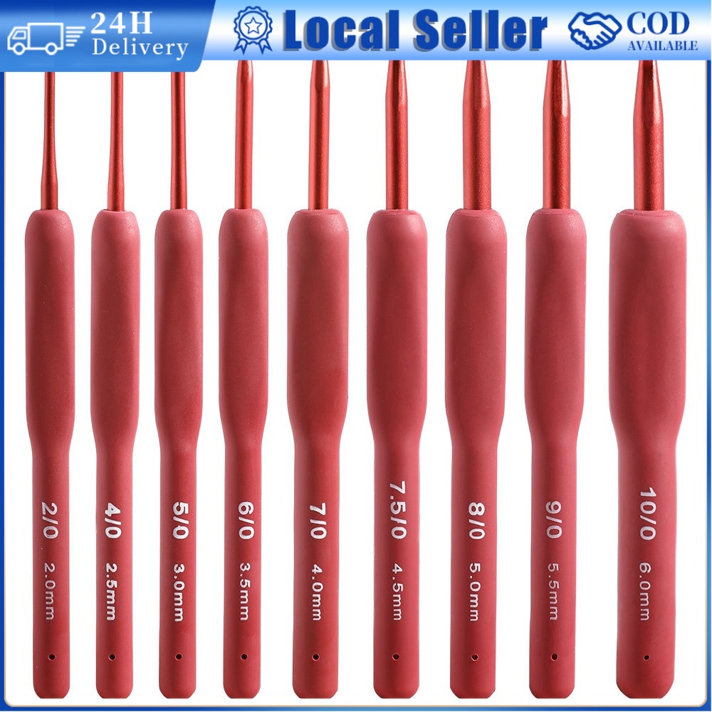 9Pcs/set Tulip Etimo Red Crochet Hook Anti Slipped crochet hook set ...