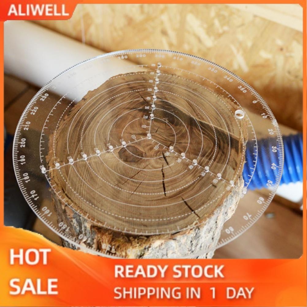 Aliwell Round Center Finder Compass Acrylic Clear Scale 10-150mm Radius Drawing Centering Tool ...