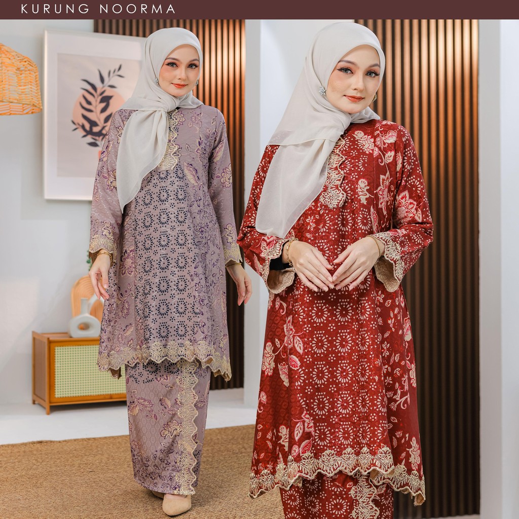 KURUNG NOORMA Baju Kurung Riau Sulam Modern Klasik Wanita Muslimah Kain ...