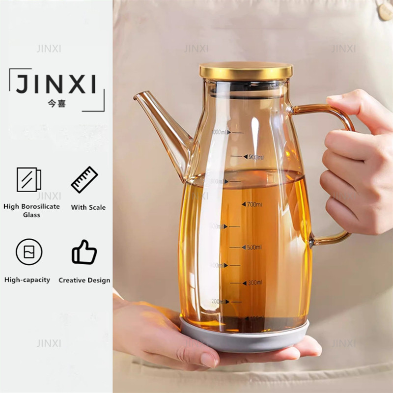 Large-capacity Glass Oil Pot with Scale Oil Bottle Kitchen Seasoning ...