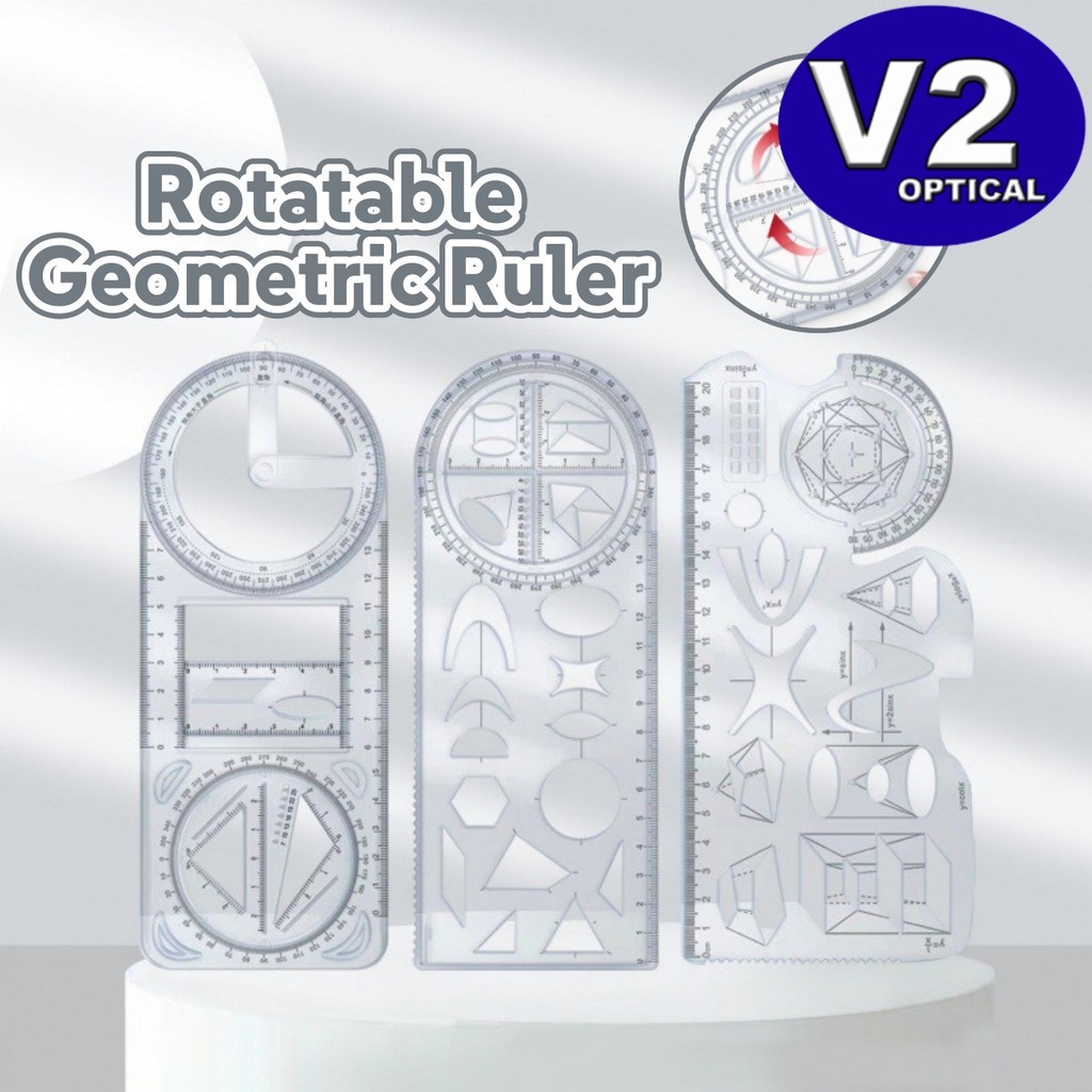 Multifunction Rotatable Geometric Ruler Portable Transparent Primary ...