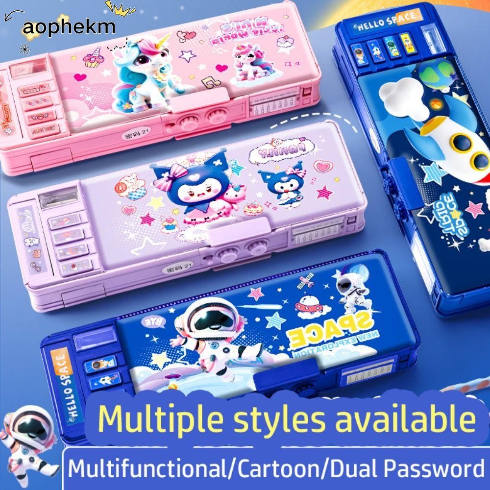 AOPHEKM Pencil , Double Layer Double Password Lock Mechanism Pencil Box ...