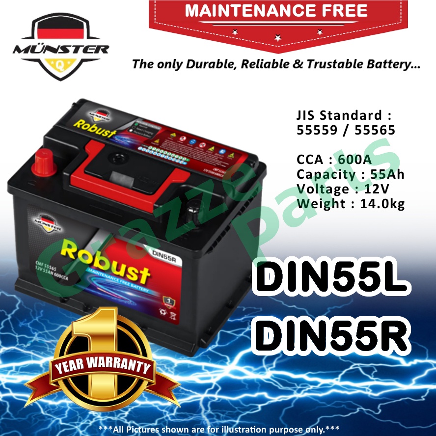 Münster Robust MF CMF DIN55L | DIN55R | 55559 | 55565 (55AH) Car ...