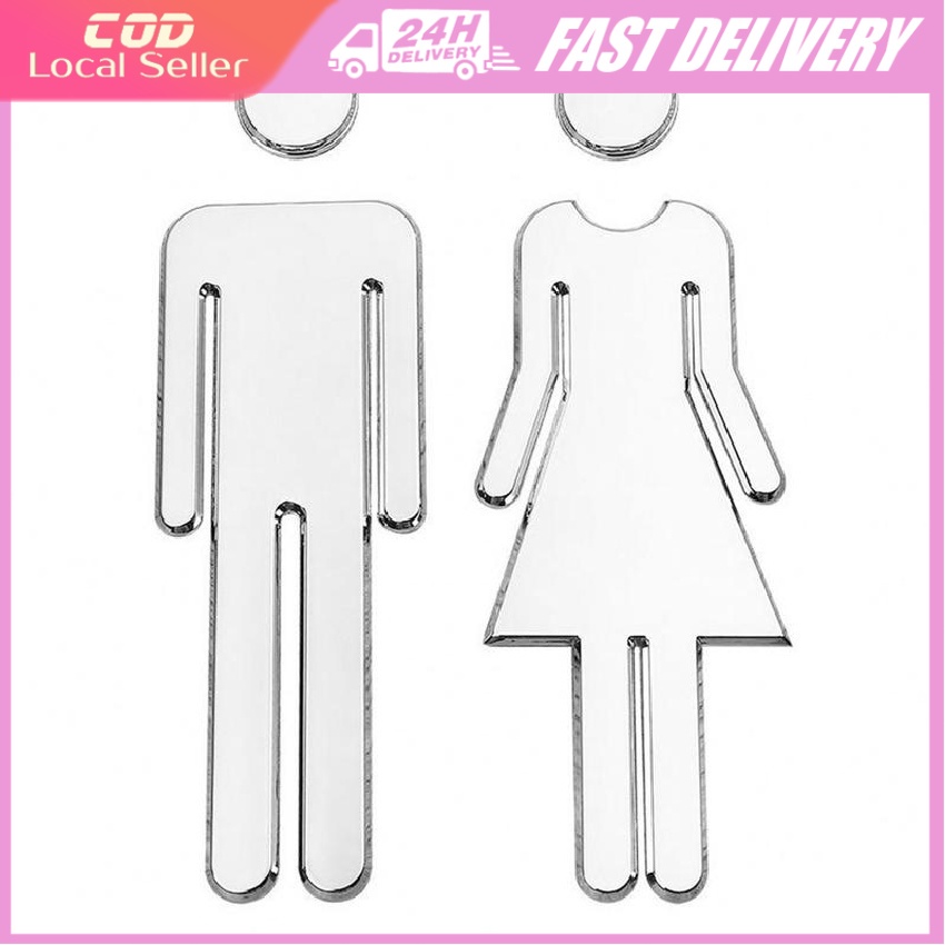 Acrylic Toilet Sticker Sign Bathroom Restroom Loo Woman & Man WC ...