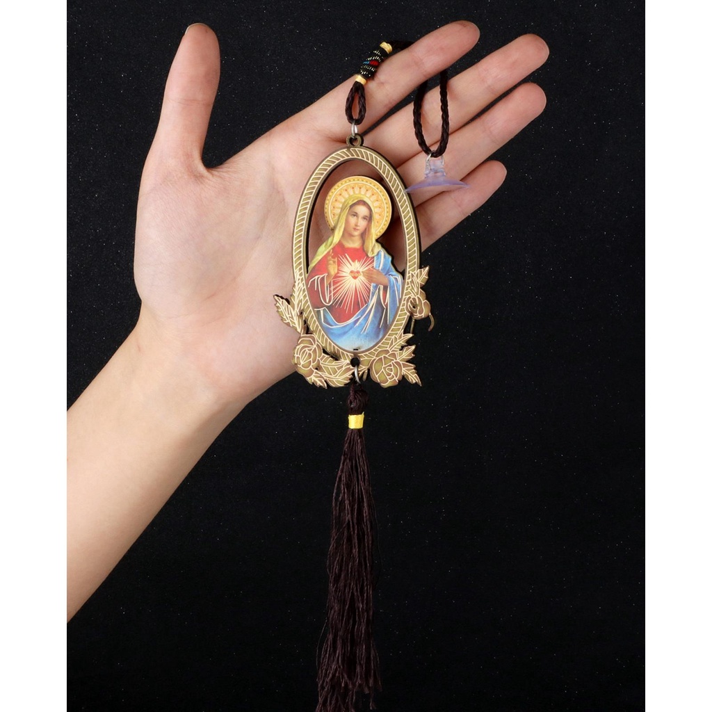 Our Lady Virgin Mary Holy Heart Pendant Wooden Catholic Car Truck ...