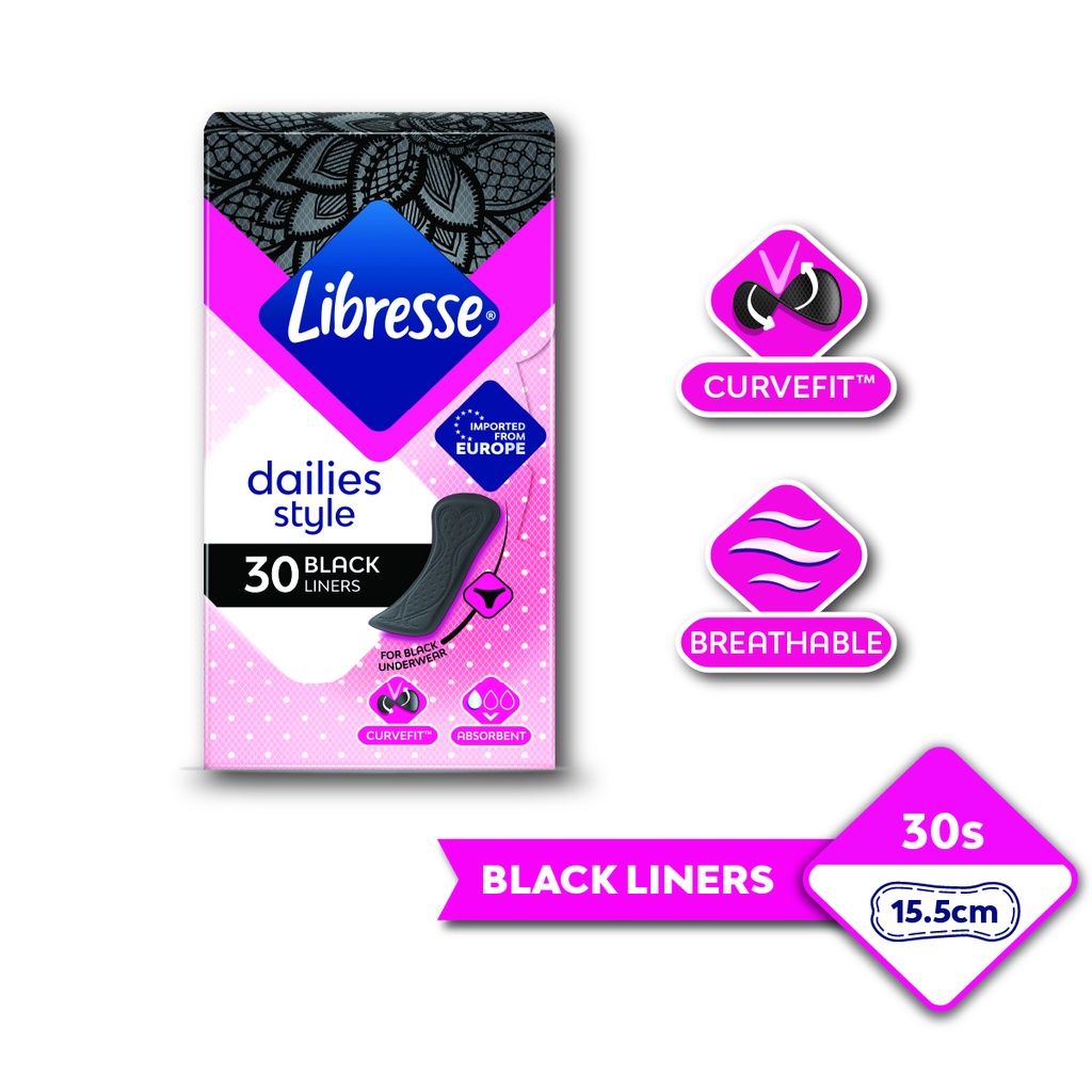 LIBRESSE Slim Pantyliner Black 30s | Shopee Malaysia