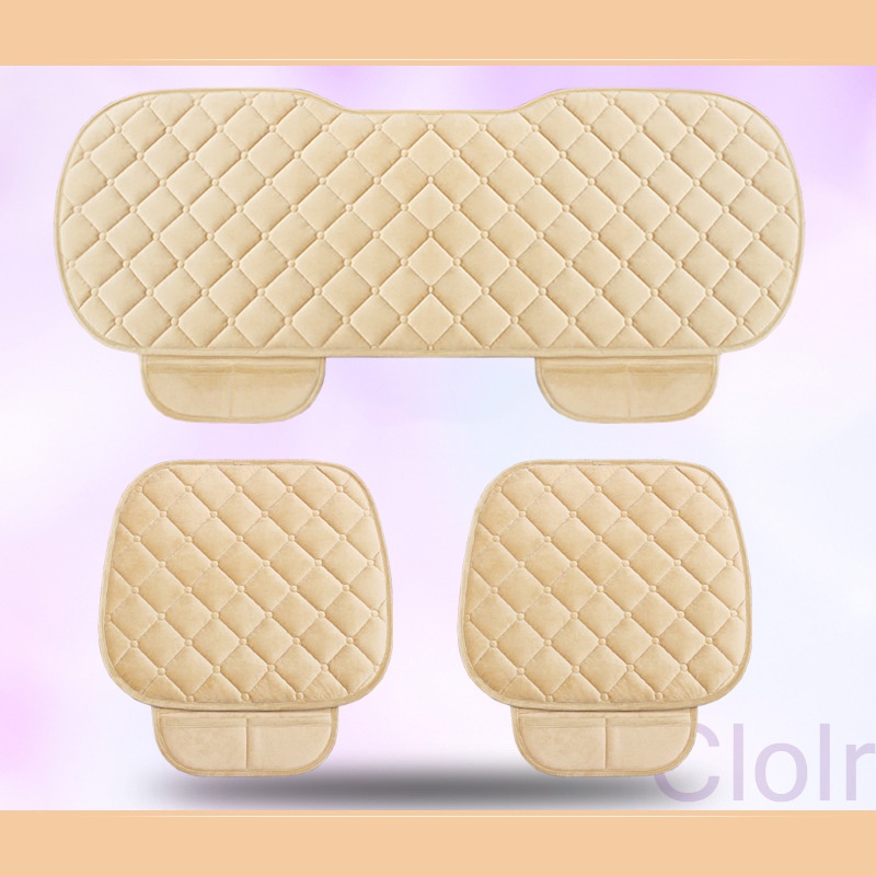 3PCS Car Seat Cover Universal Plush Non Slip Front Rear Seat Mat ...