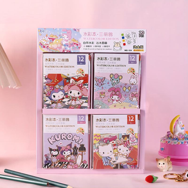 12Sheets Children Paint with Water Activity Books Pocket Sanrio Kuromi ...