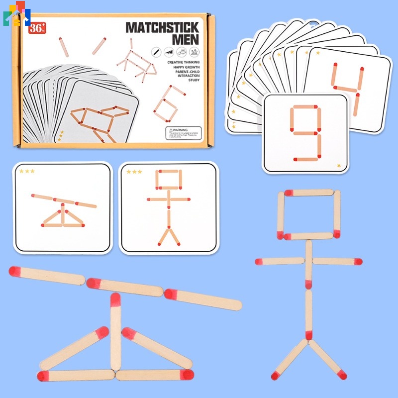 Montessori Trendy DIY Matches Puzzles Game Wooden Toy Premium Math ...