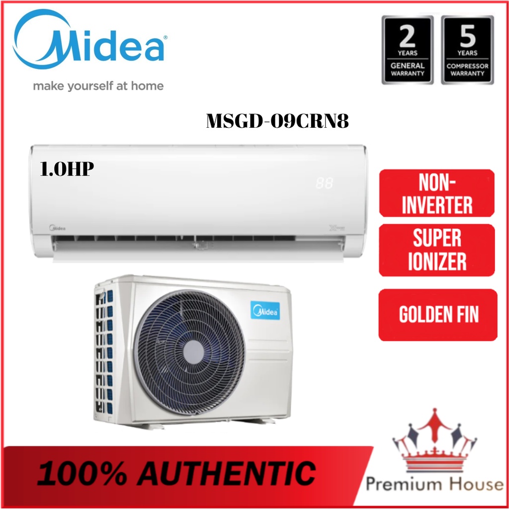 MIDEA 1.0HP Xtreme Dura R32 Non-Inverter Air Conditioner / Aircond / Air Cond MSGD-09CRN8 ...