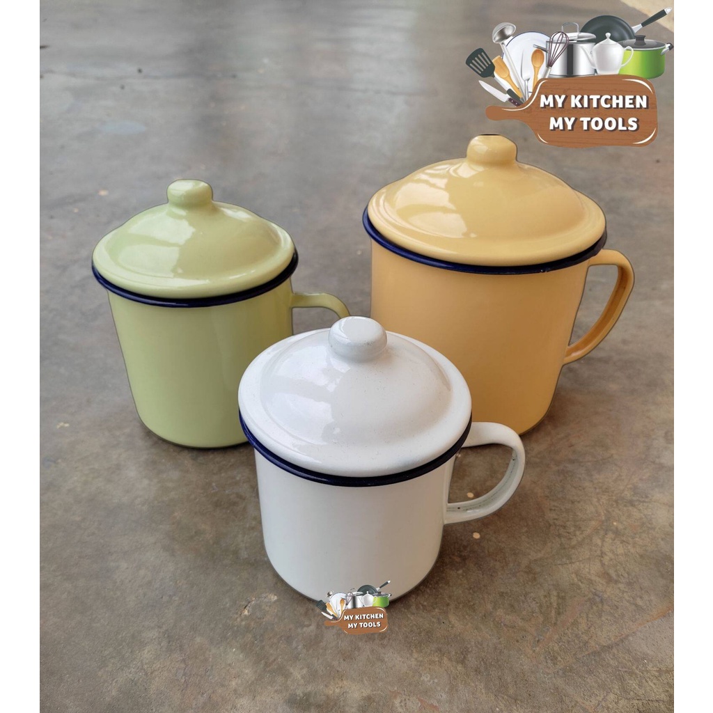 9/10/12cm Enamel mug with cover /Enamel Mug /Metal Mug/Traditional Mug ...