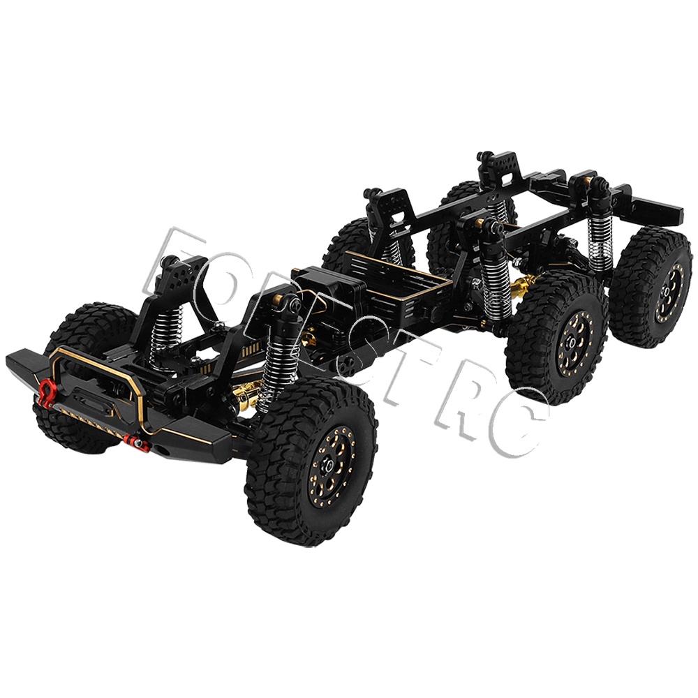 Brass + Aluminum Metal 6x6 RC Car Chassis Frame with Front Middle Rear Axles Gearbox DIY for ...